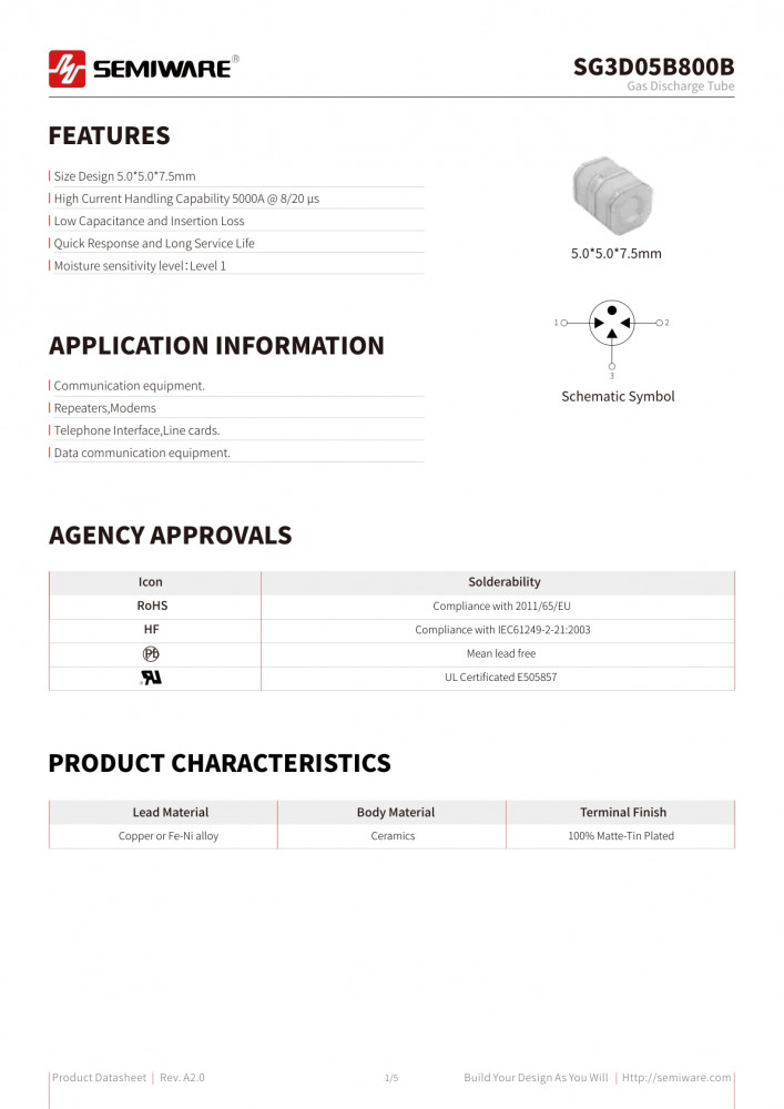 SG3D05B800B datasheet page 1