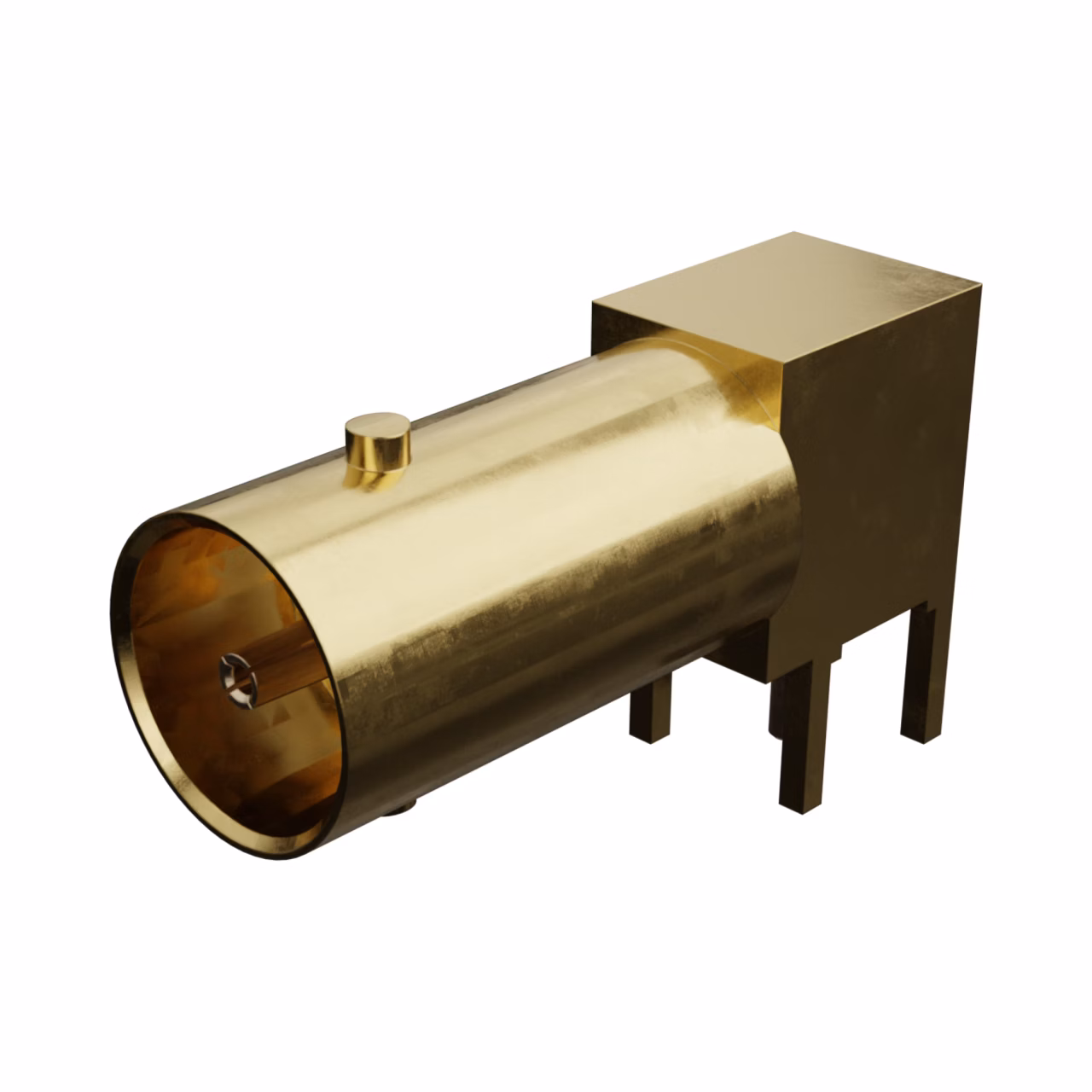 Mini-BNC Jack, Right-Angle, PCB Receptacle, Through Hole, Brass Body, Gold (Au) Plated, Tray, 75 Ohms for sale