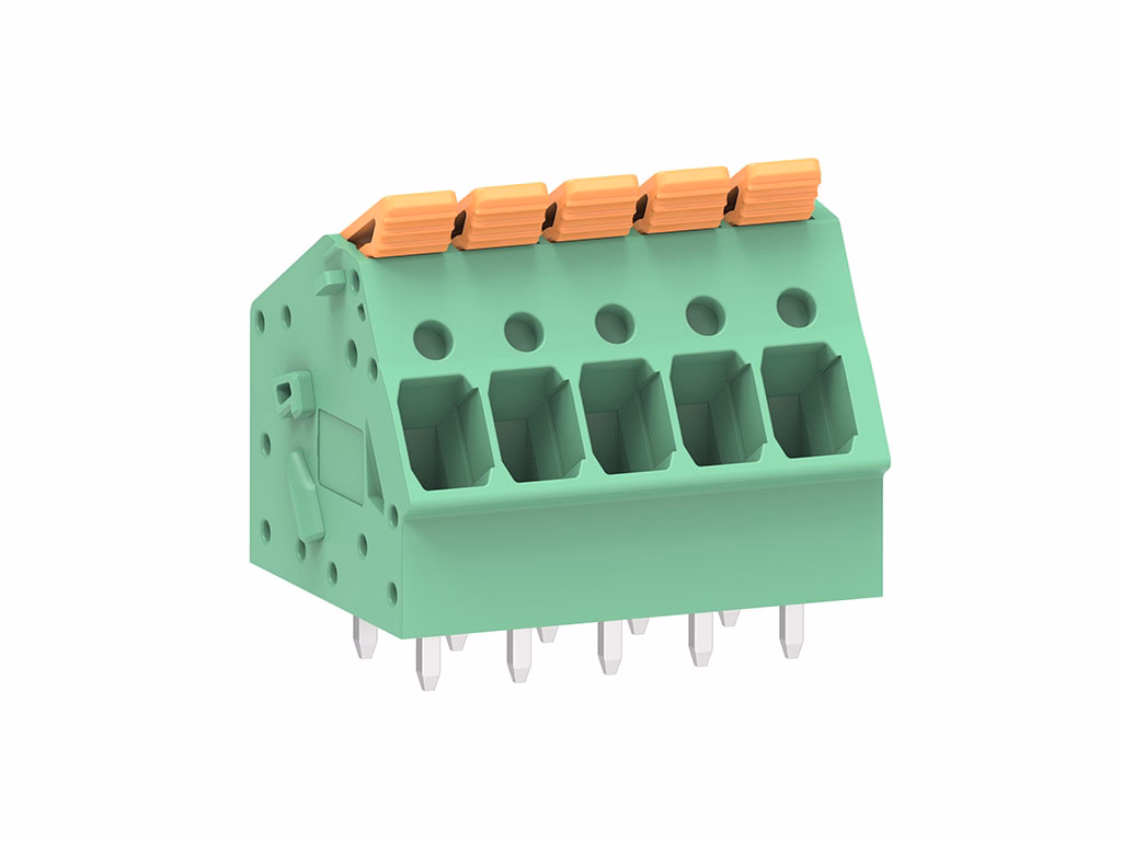 5.00mm Pitch Lever Activated Fixed Mount PCB Terminal Block, 35° Wire Entry, 5 Circuits for sale