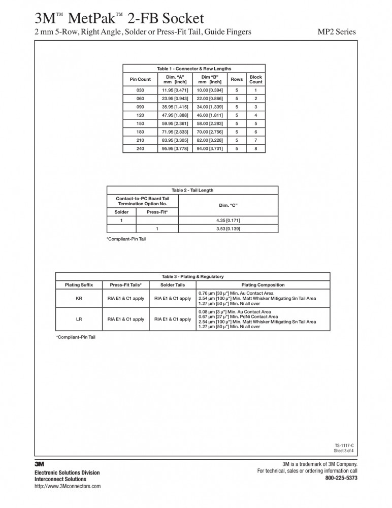 3M MP2-S030G-51M1-C-KR technical document page 3