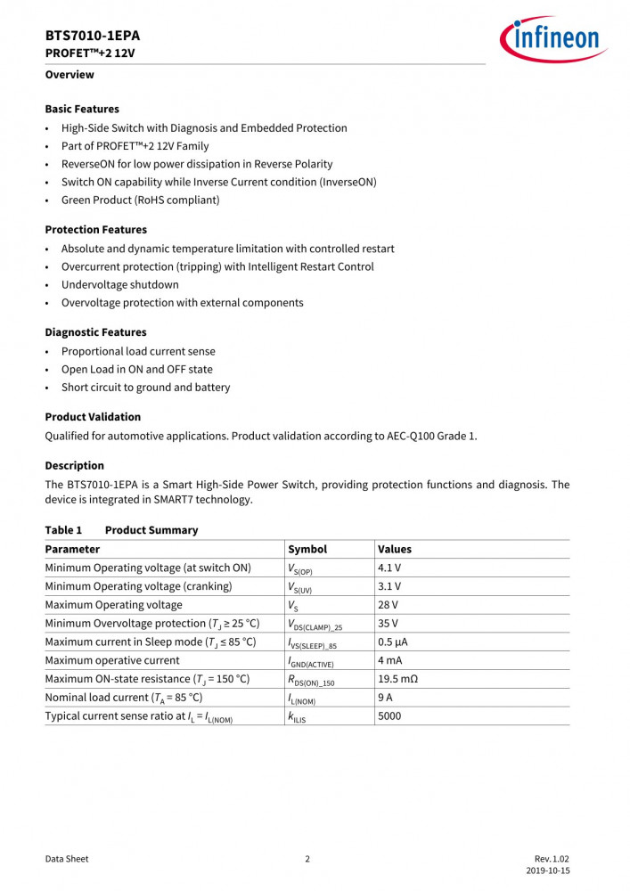 BTS70101EPA datasheet page 2
