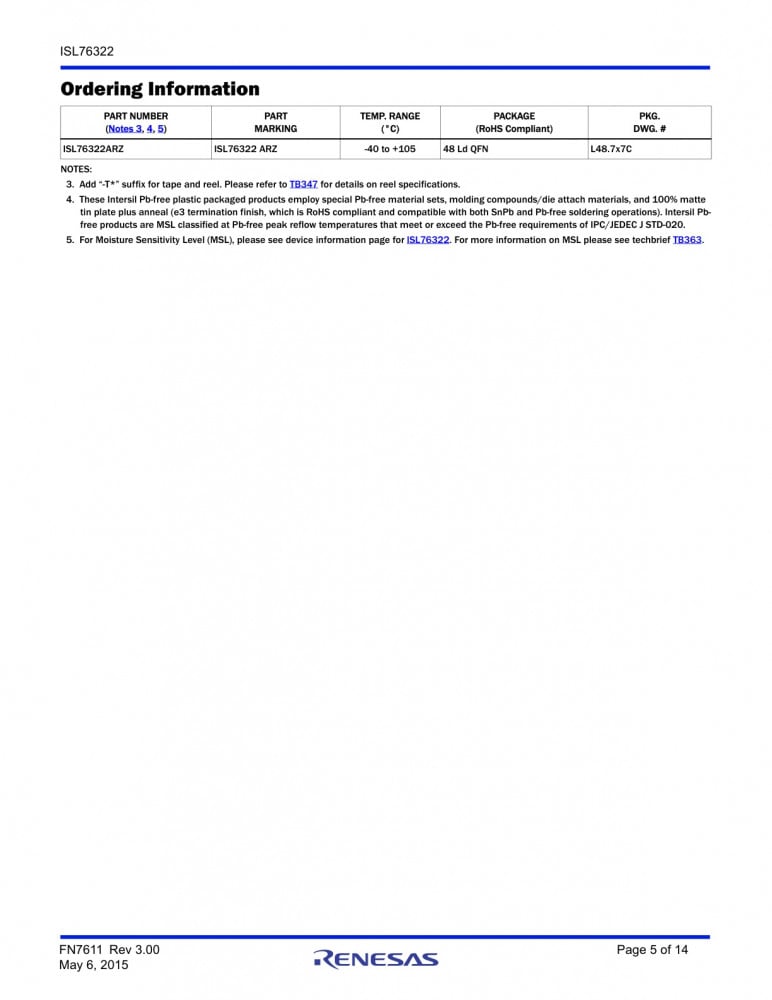ISL76322ARZ datasheet page 5