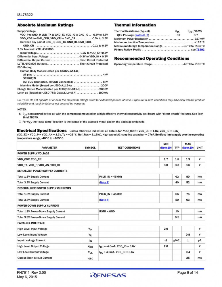 ISL76322ARZ datasheet page 6