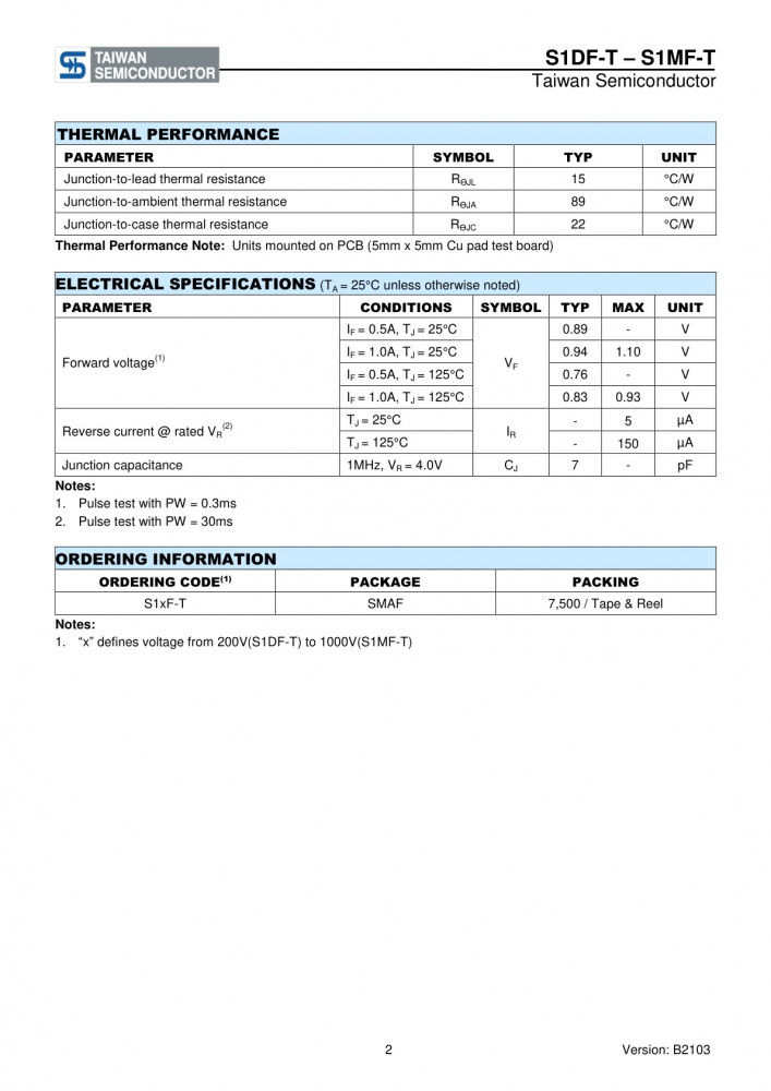 S1MF-T datasheet page 2