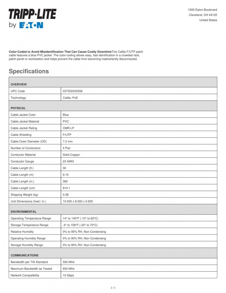 N261P-030-BL technical document page 2