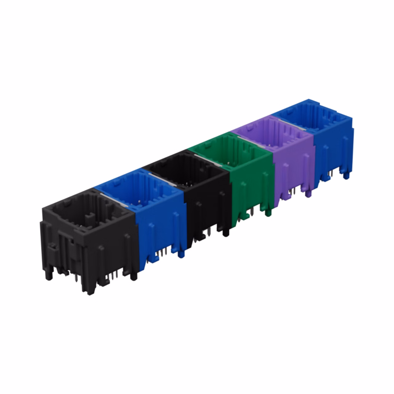 stAK50h 6 Bay Vertical Hybrid Header, 156 Circuits, Bay 1: 28 Circuits/Key 1/Dark Gray; Bay 2: 32 Circuits/Key 2/Blue; Bay 3: 25 Circuits/Key 3/Black; Bay 4: 12 Circuits/Key 2/Green; Bay 5: 32 Circuits/Key 4/Purple; Bay 6: 27 Circuits/Key 3/Blue; Tray for sale
