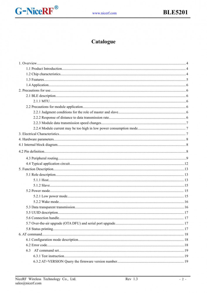 BLE5201 specification page 2