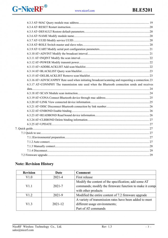 BLE5201 specification page 3