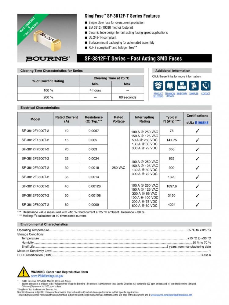 BOURNS SF-3812F-T datasheet page 1