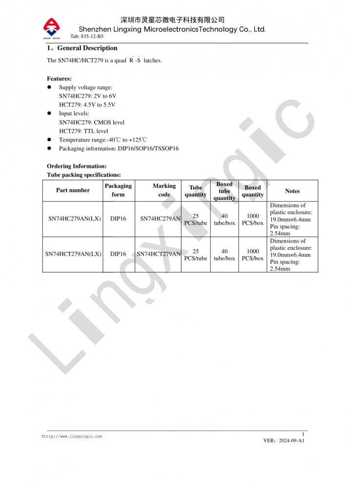 SN74HC279ADR(LX) datasheet page 3