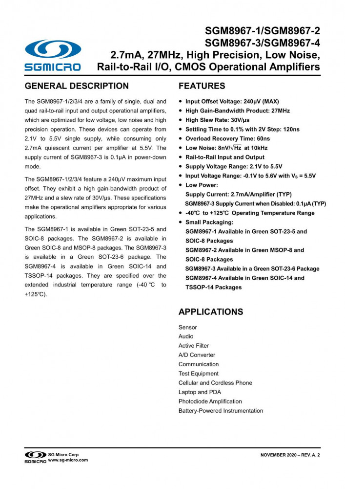 SGM8967 datasheet page 1