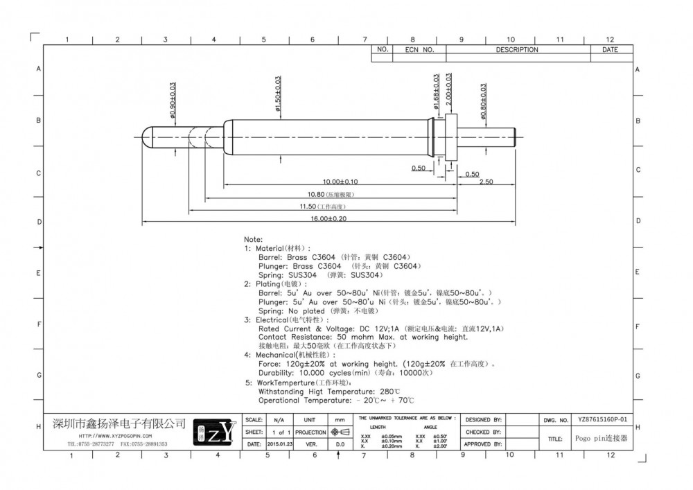 YZ87615160P-01 packaging specification page 3