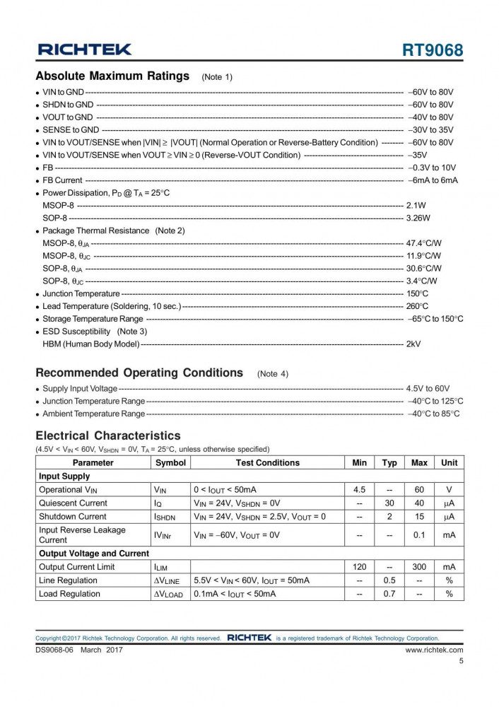 RT9068 datasheet page 5