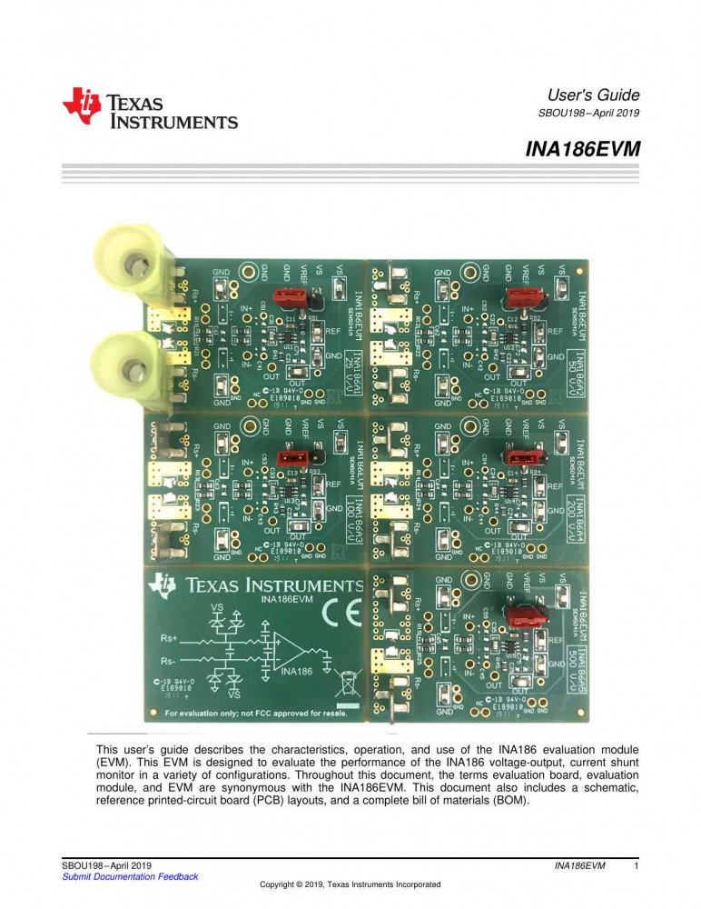 INA186EVM technical document page 1