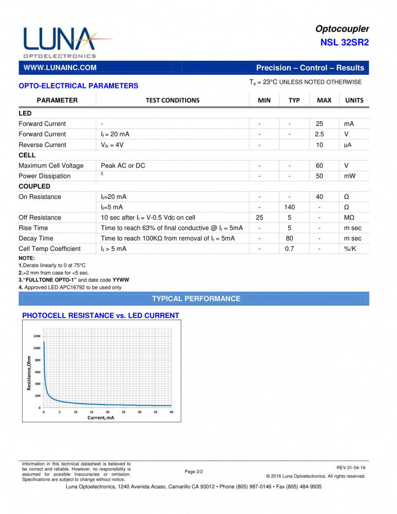 NSL-32SR2 technical document page 2