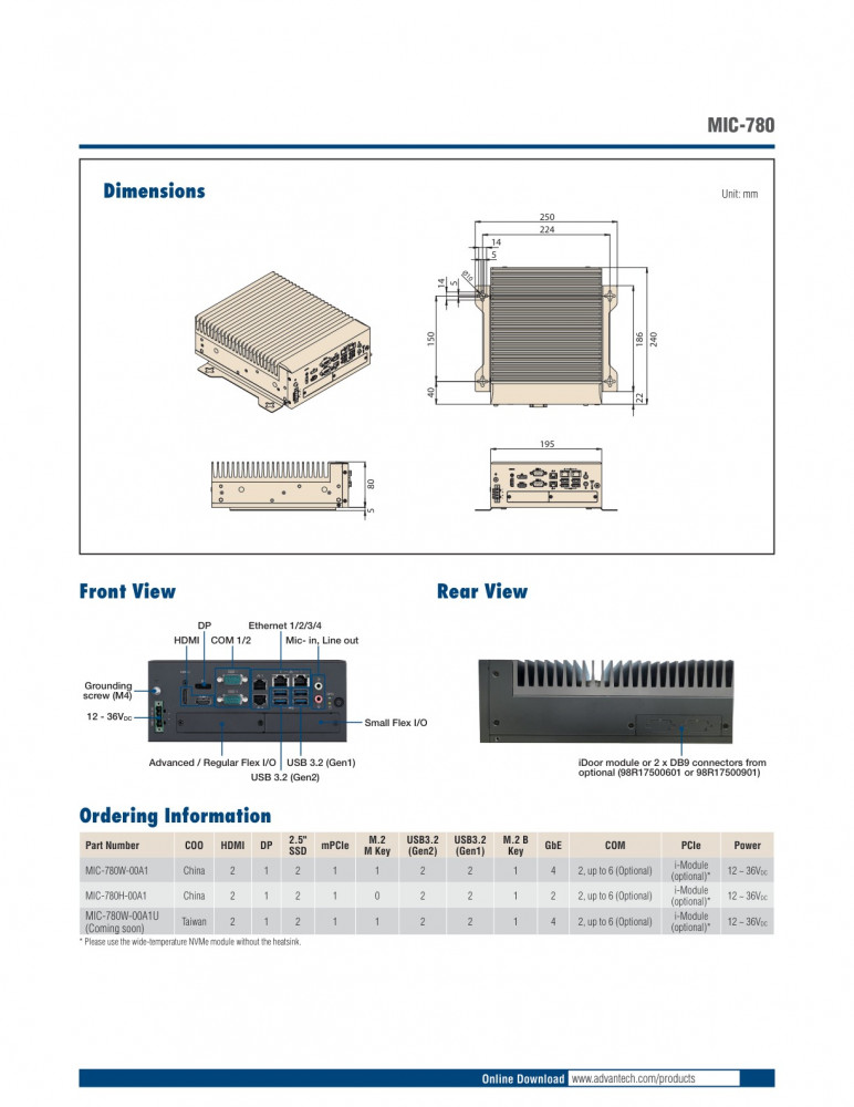 MIC-780 product document page 2