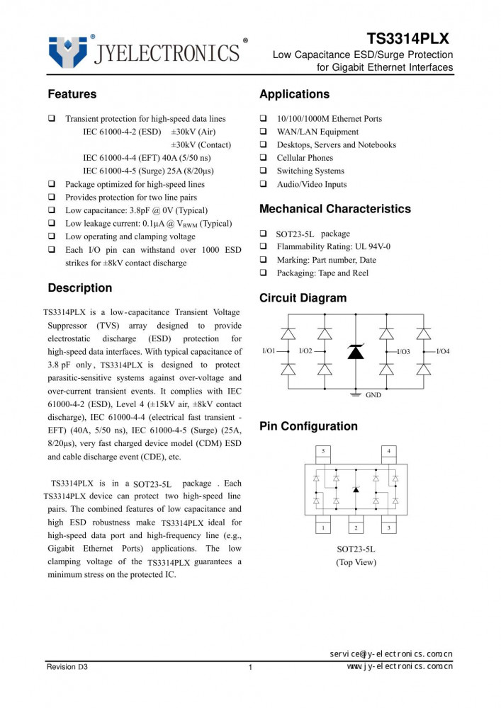 TS3314PLX datasheet page 1