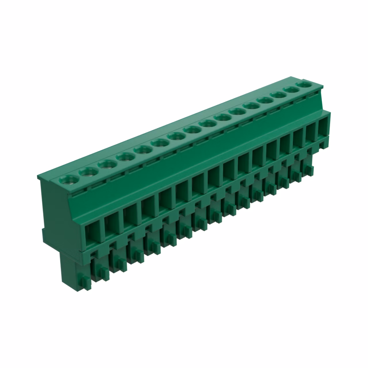 3.81mm Pitch Eurostyle Vertical Plug, Front Wire Entry, Green Housing, Gold (Au) Plated, 16 Circuits for sale