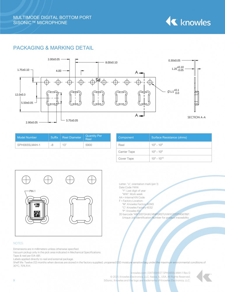 SPH0655LM4H-1-8 datasheet page 9
