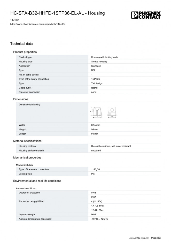 Phoenix Contact 1424834 technical document page 2