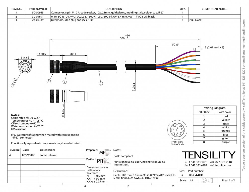 Technical drawing for Tensility International part 10-04480