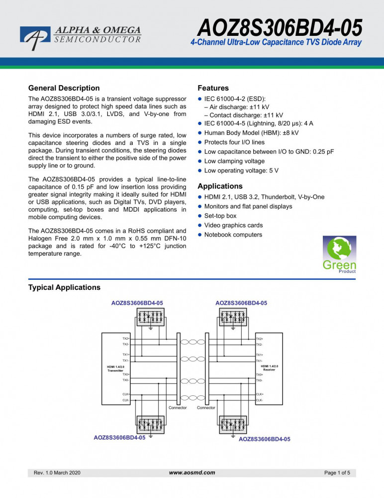 AOZ8S306BD4-05 datasheet page 1