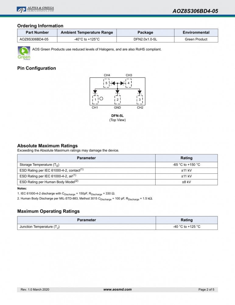 AOZ8S306BD4-05 datasheet page 2