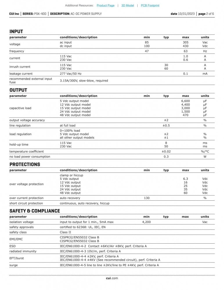 PSK-40D-15 datasheet page 2