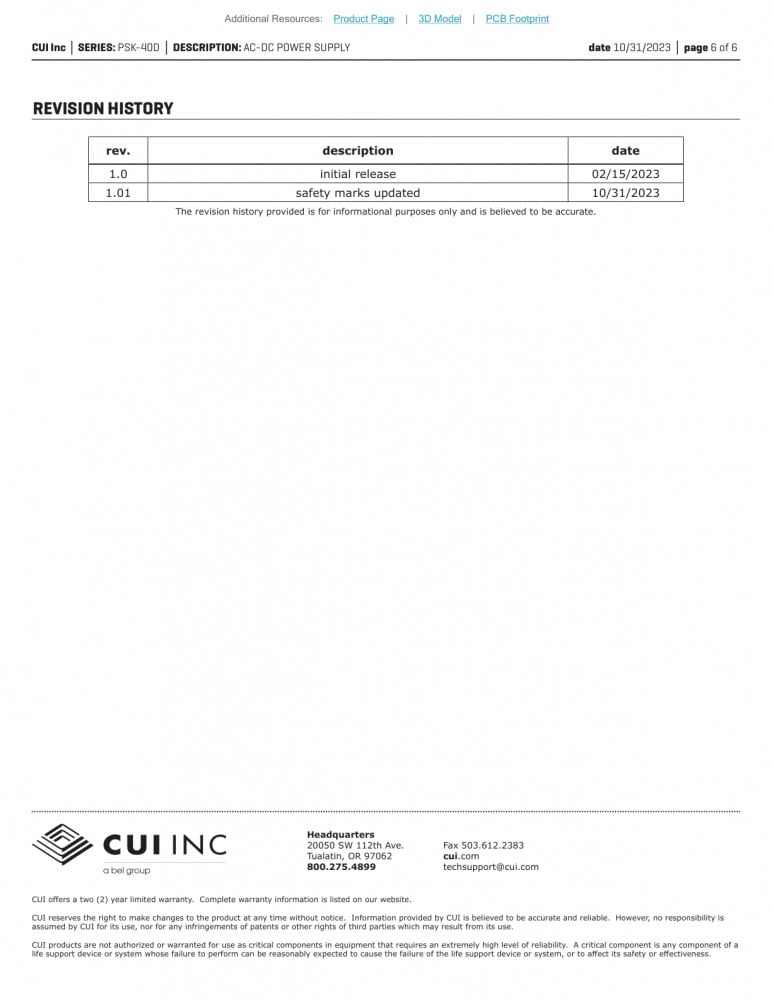 PSK-40D-15 datasheet page 6