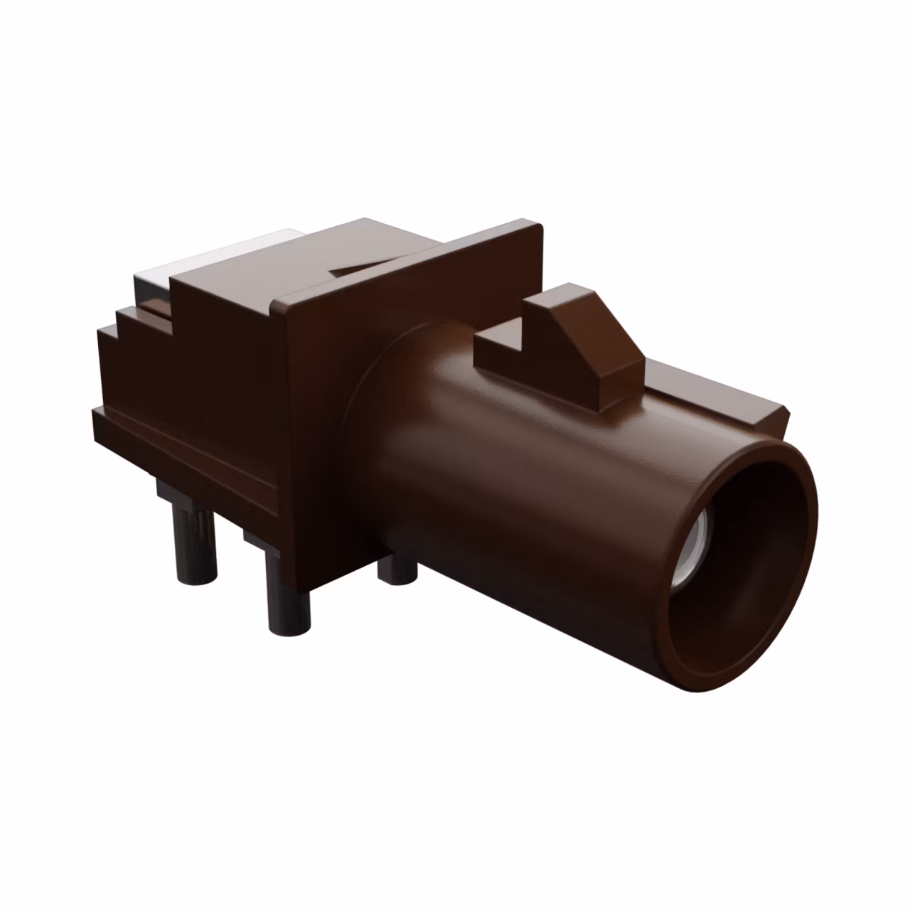 FAKRA Jack, Right-Angle, PCB Receptacle, Through Hole, Die Cast Body, Tin (Sn) Plated, Keying Code F, Brown, 50 Ohms for sale