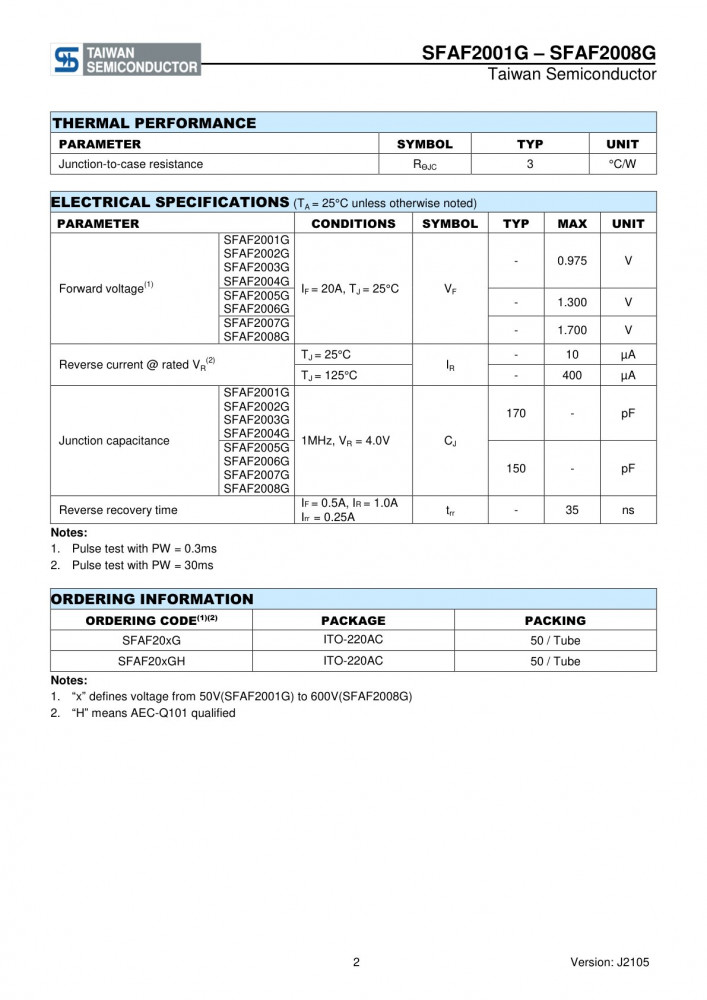 SFAF2007GH datasheet page 2 preview