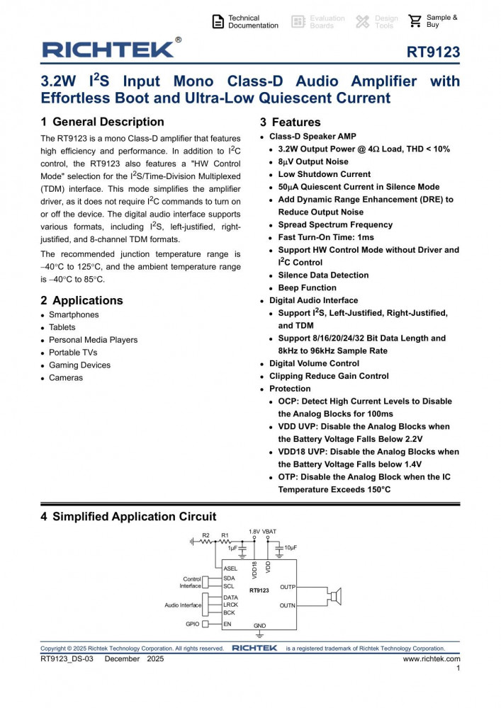 RT9123 datasheet page 1