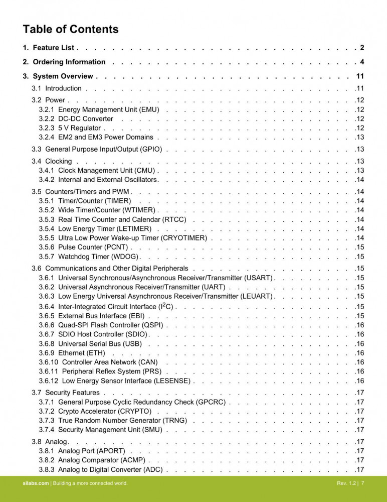 EFM32GG11 datasheet page preview 7