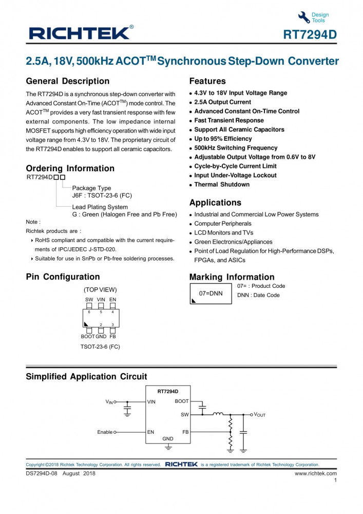 RT7294D datasheet page 1