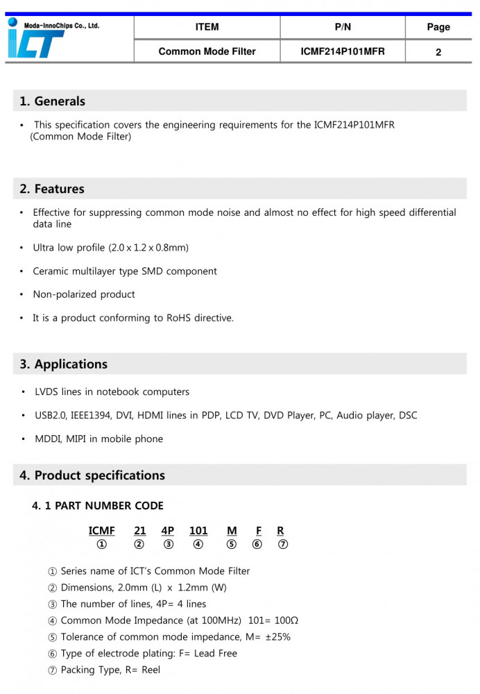 ICMF214P101MFR datasheet page 2