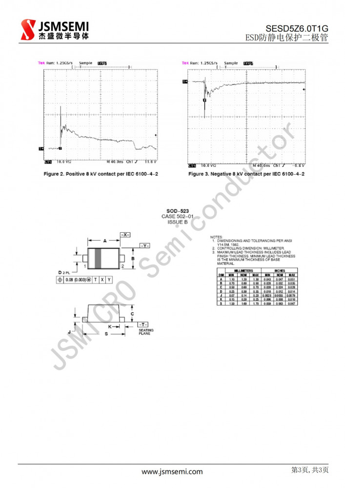SESD5Z6.0T1G technical document page 3
