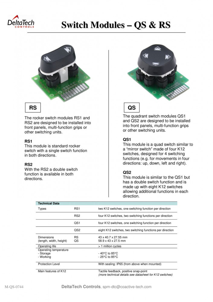 RS series rocker and quadrant switch overview