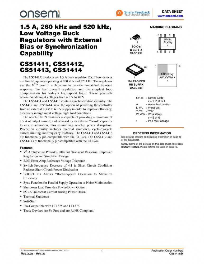 CS51414 datasheet preview, page 1