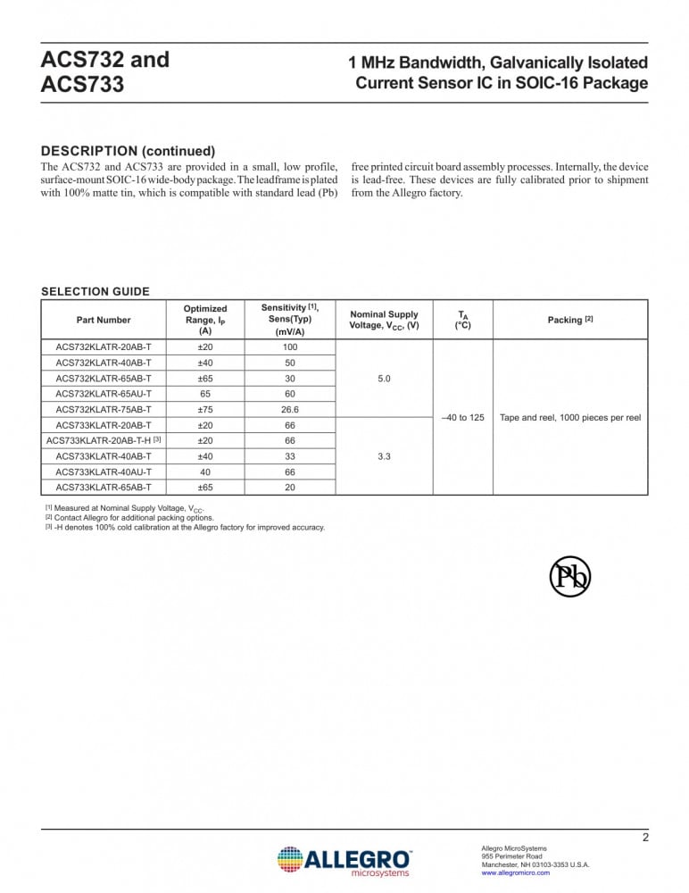 ACS733 datasheet page 2