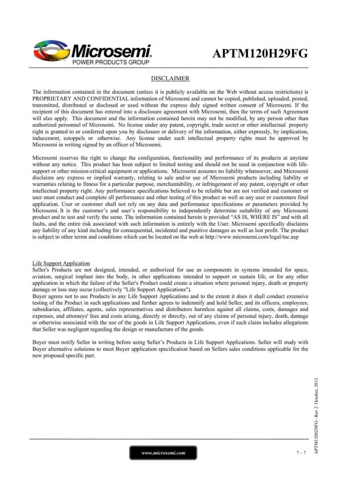 APTM120H29FG datasheet page 7