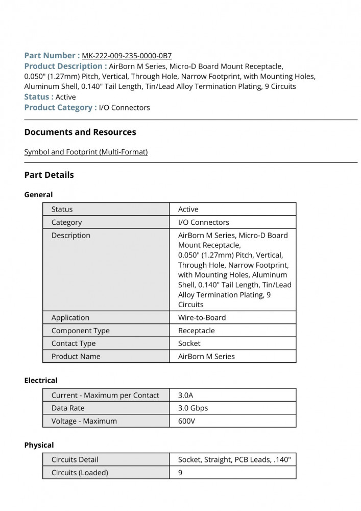 MK-222-009-235-0000-0B7 technical document page 1
