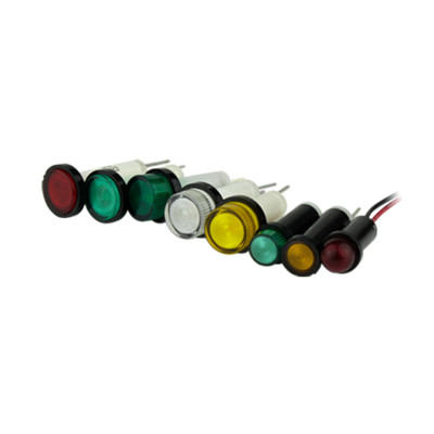 LED Panel Mount Indicator Amber .250″ Hi-Hat 120V Wire Leads for sale
