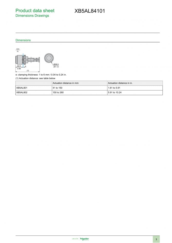 XB5AL84101 technical document page 3