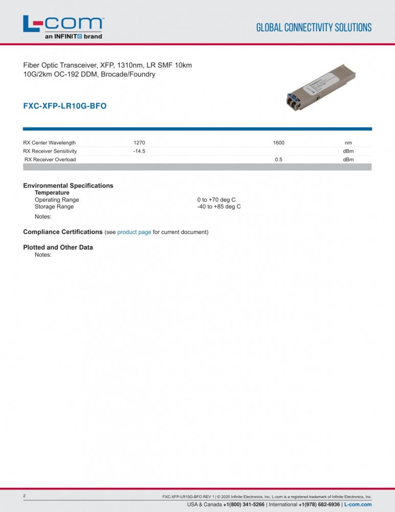 FXC-XFP-LR10G-BFO technical document page 2