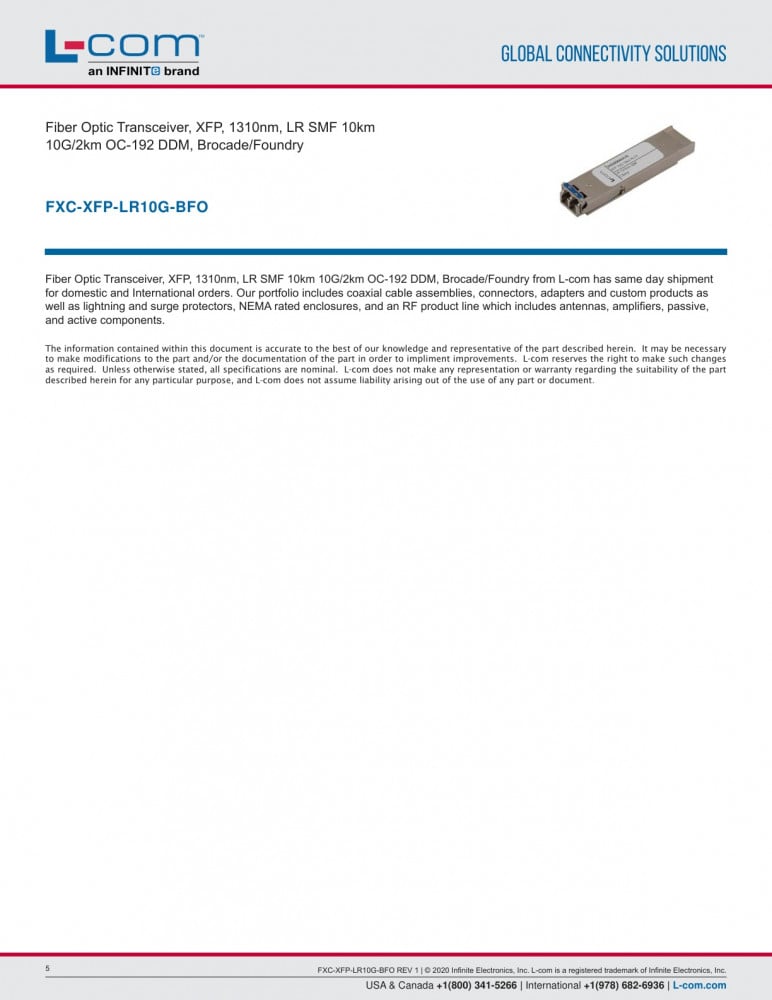 FXC-XFP-LR10G-BFO technical document page 5