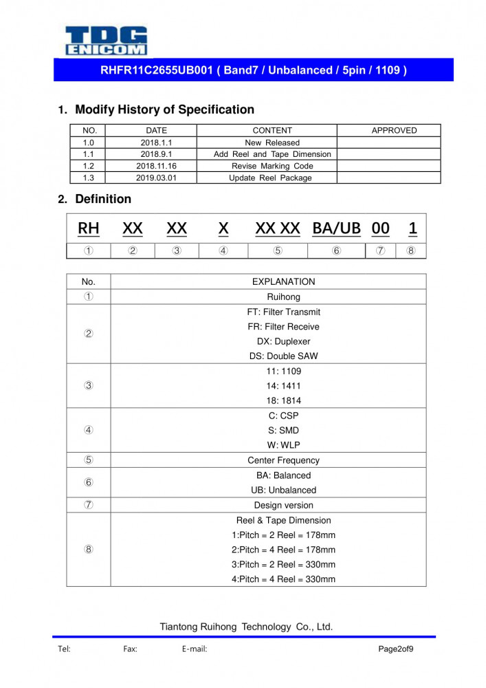 RHFR11C2655UB001 datasheet page 3