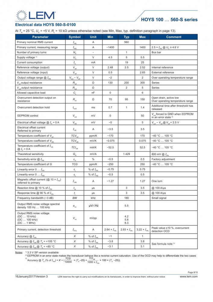 HOYS-S series datasheet page 8