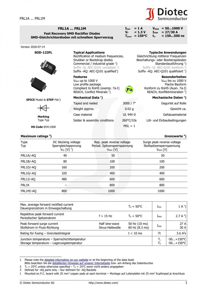 FRL1A datasheet page 1