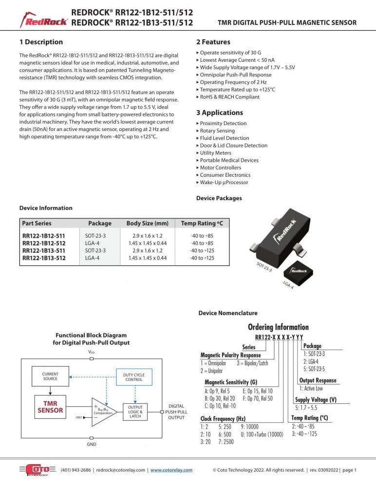 RR122 datasheet page 1