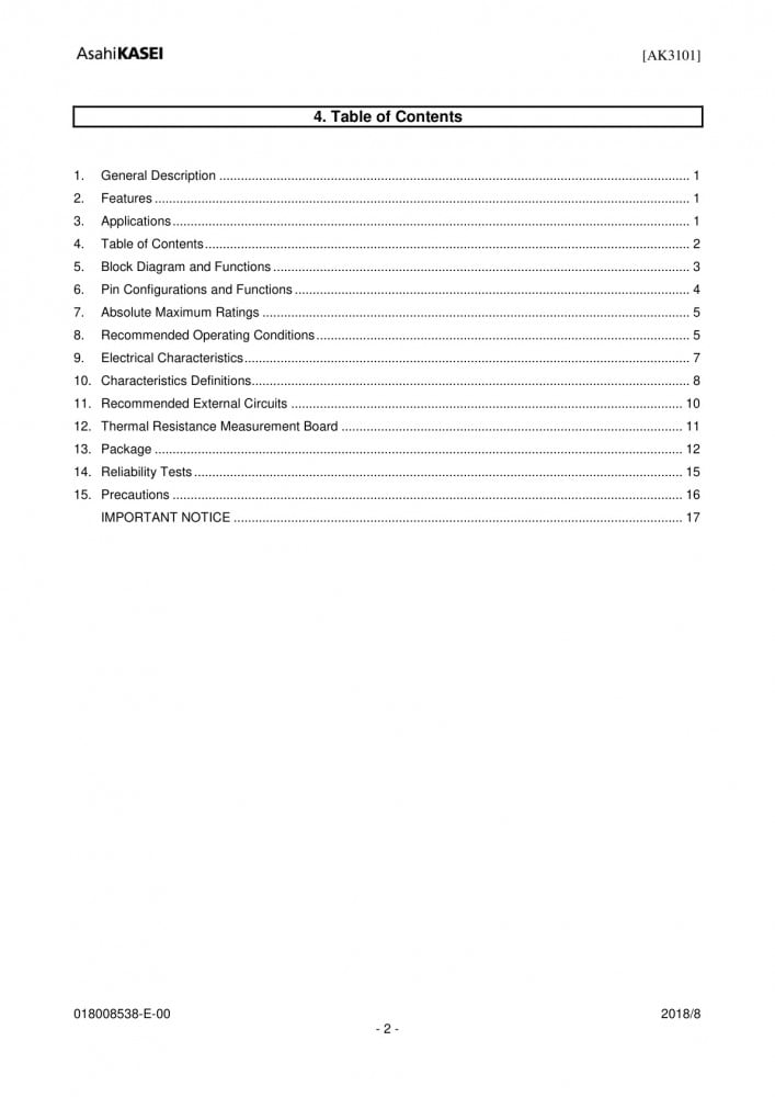AK3101 datasheet page 2